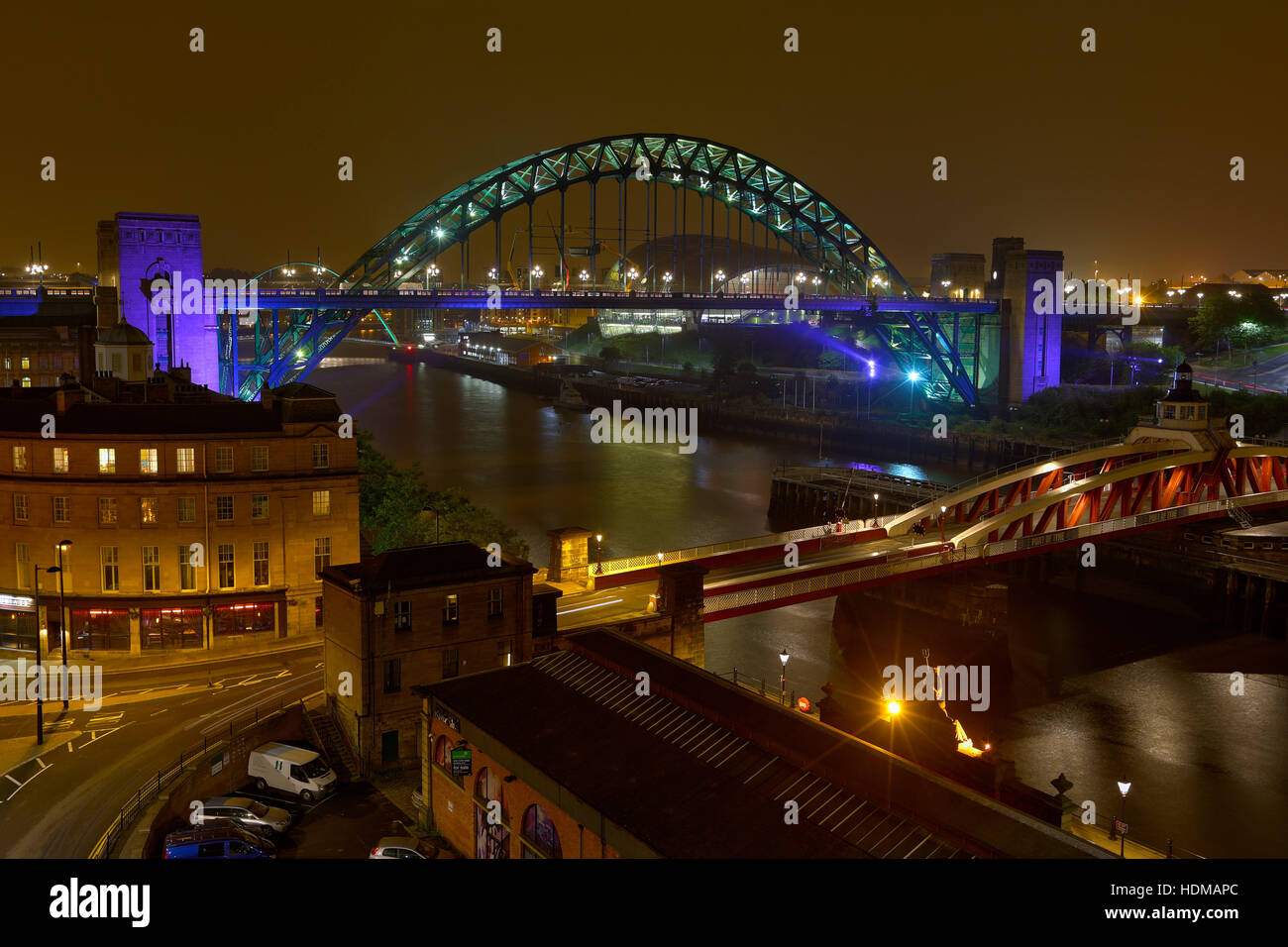 General view of Newcastle upon Tyne by night. Where: Newcastle upon ...