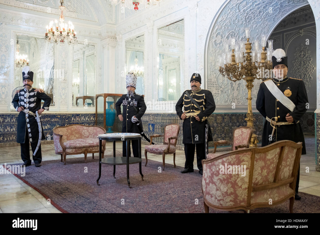 Models wear clothes worn by the late Shah in the Golestan Palace ...