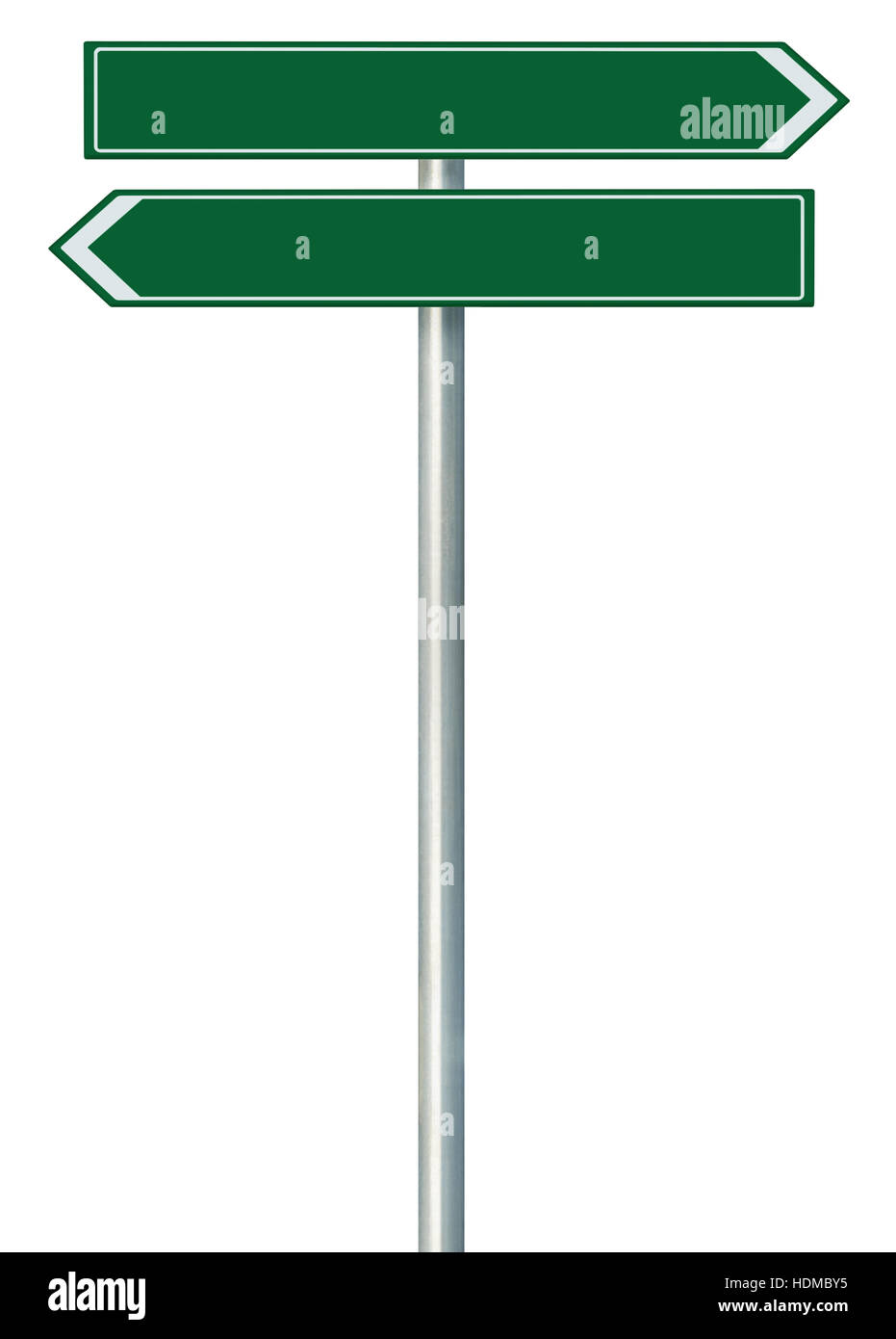 Right and left road route direction pointer this way sign, green ...