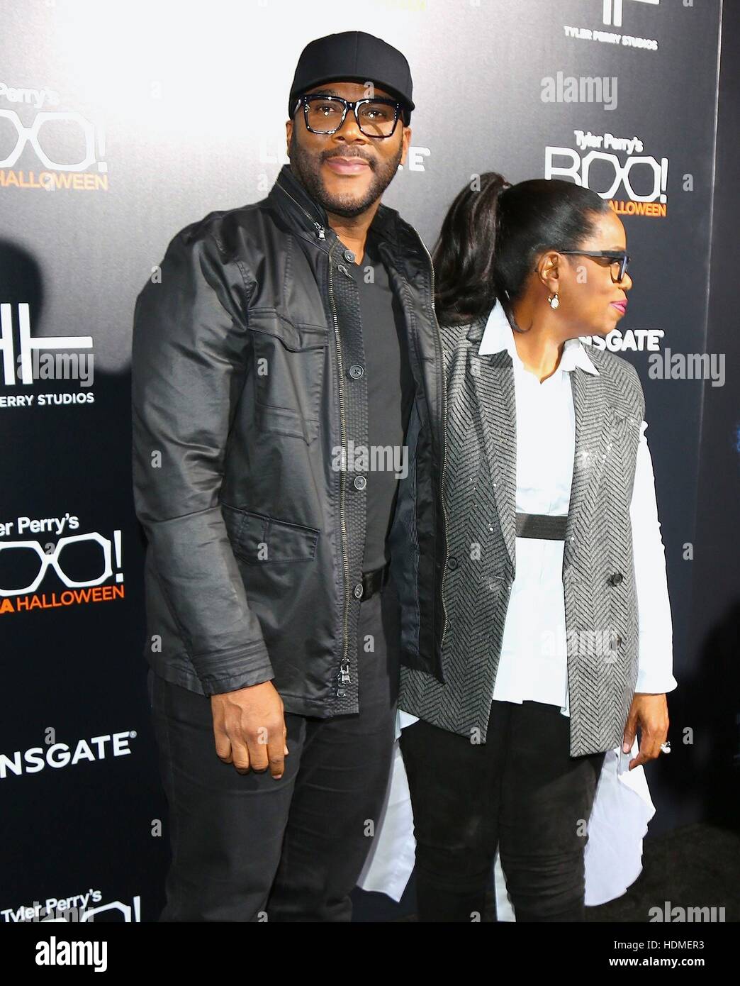 Tyler Perry and Oprah Winfrey attending the premiere of 'Boo! A Madea ...