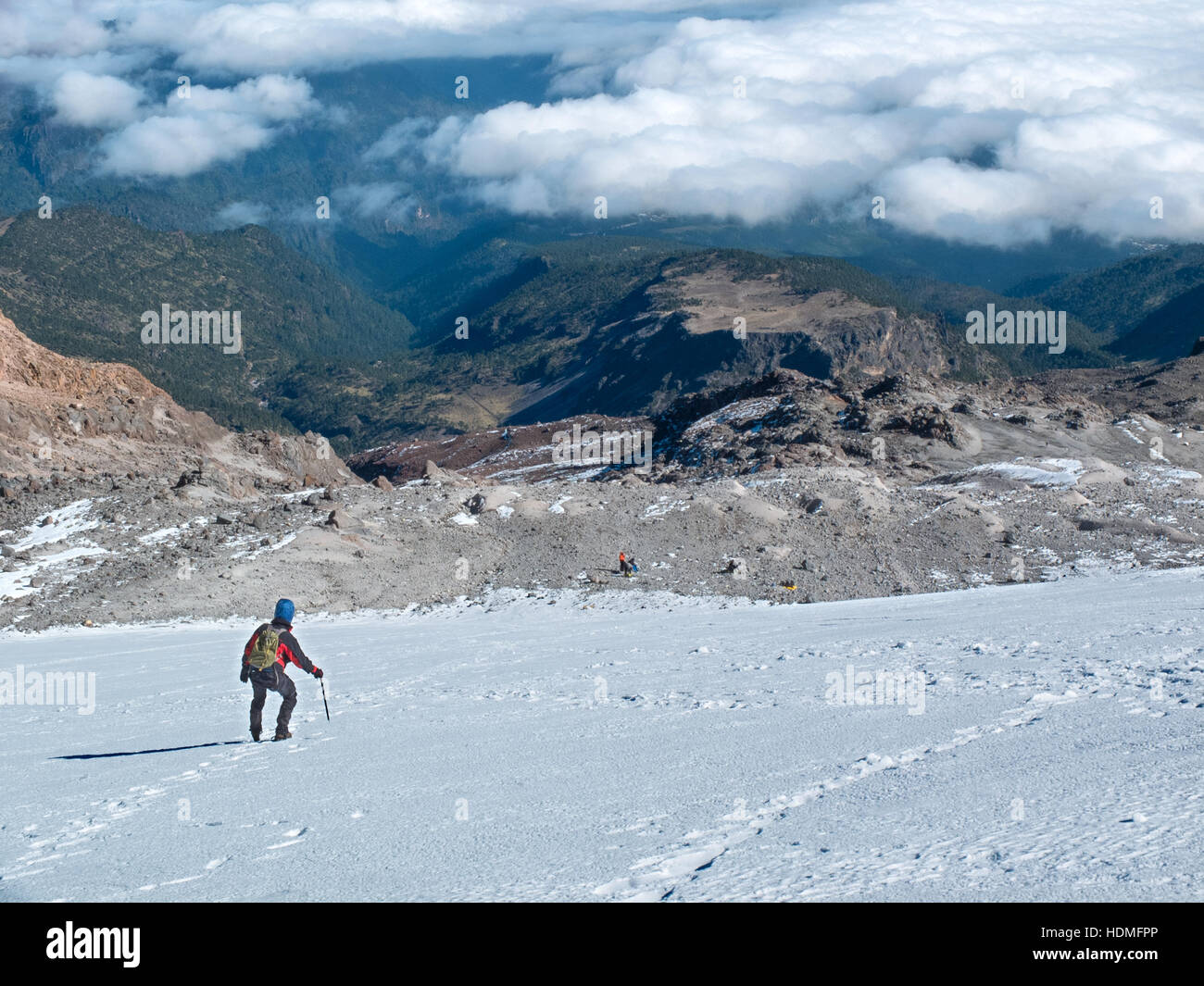 Hiker descending Mexico's highest mountain, Pico de Orizaba, that ...