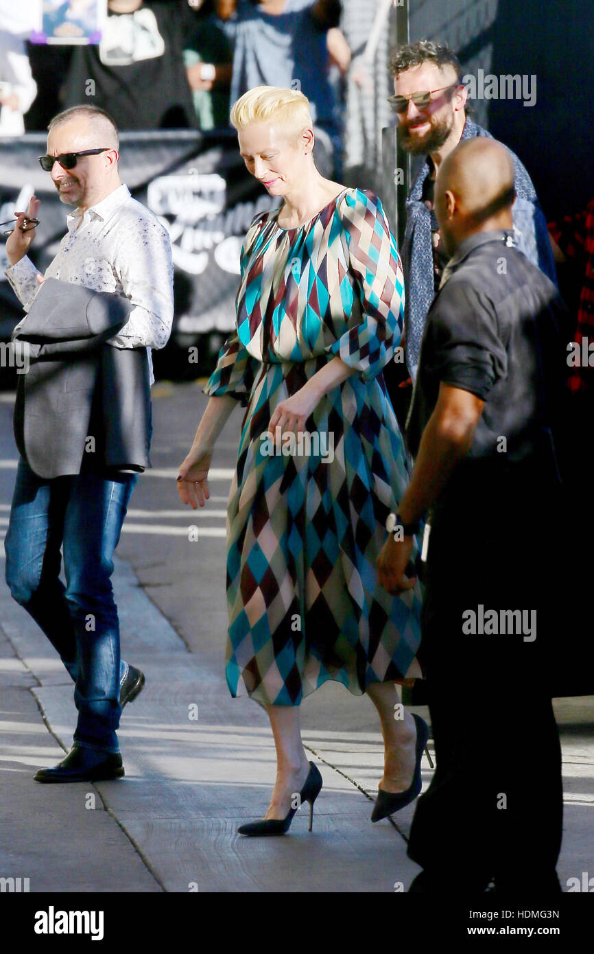 Tilda Swinton seen at the ABC studios for Jimmy Kimmel Live! Featuring ...