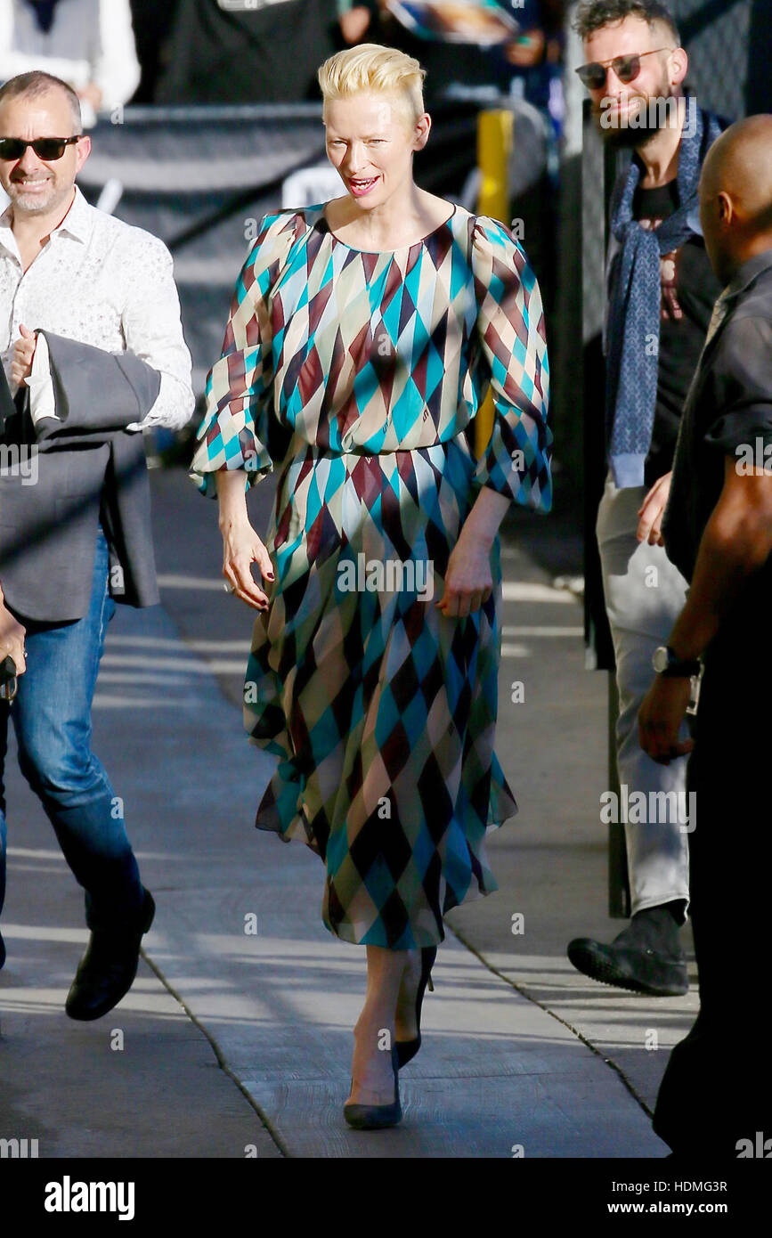 Tilda Swinton seen at the ABC studios for Jimmy Kimmel Live! Featuring ...