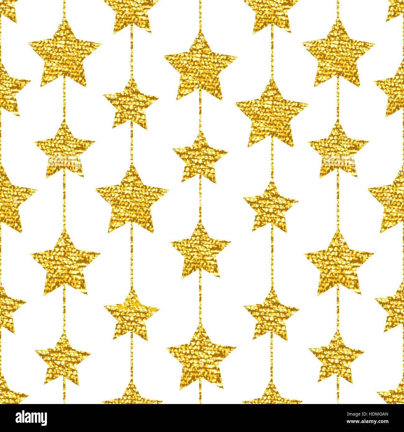 Seamless pattern with gold shine glitter stars on white background ...