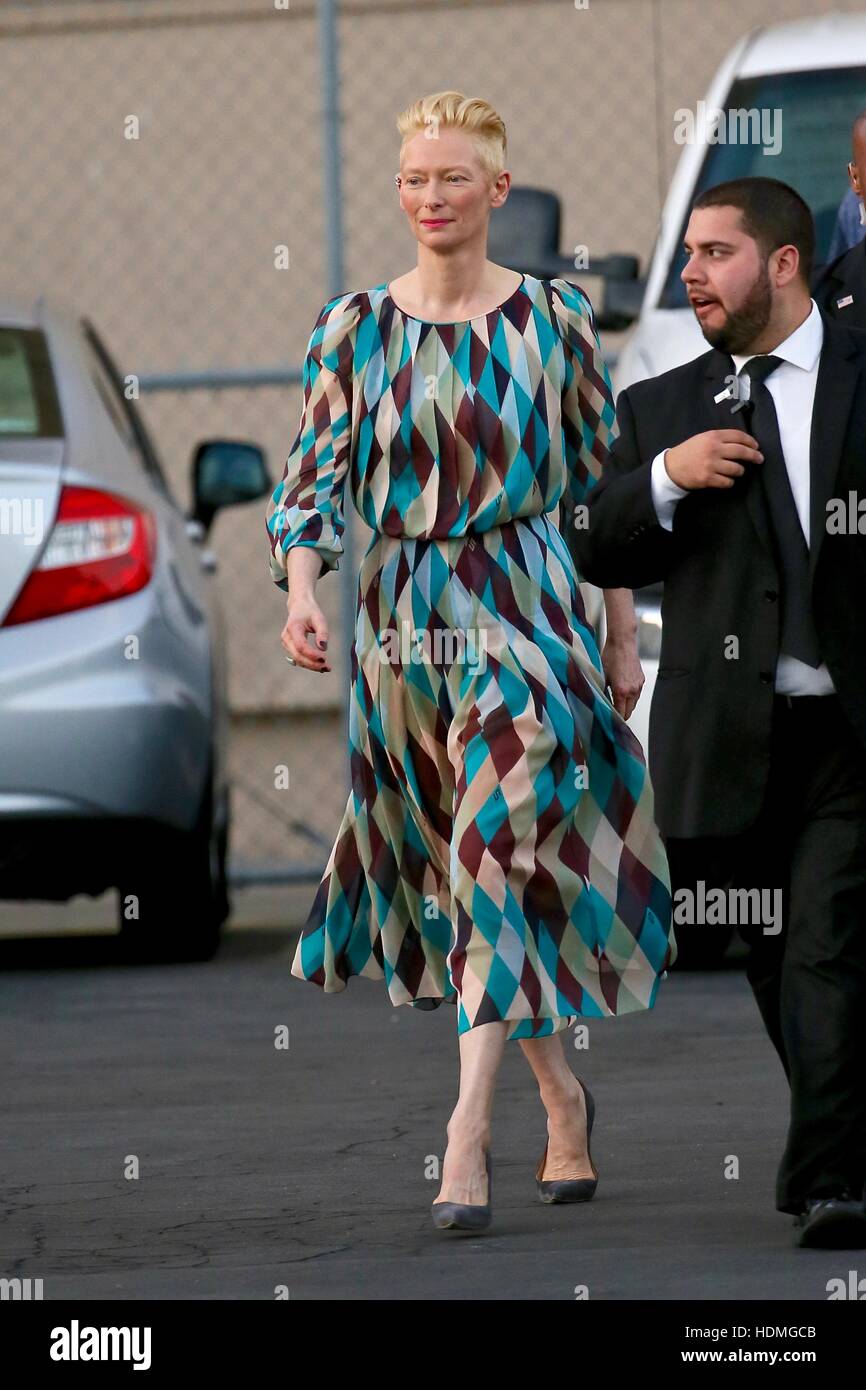 Tilda Swinton seen at the ABC studios for Jimmy Kimmel Live! Featuring ...