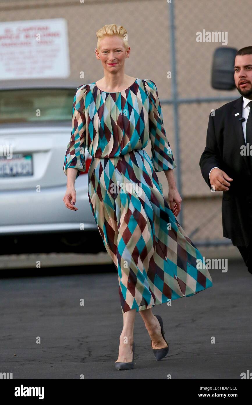 Tilda Swinton seen at the ABC studios for Jimmy Kimmel Live! Featuring ...