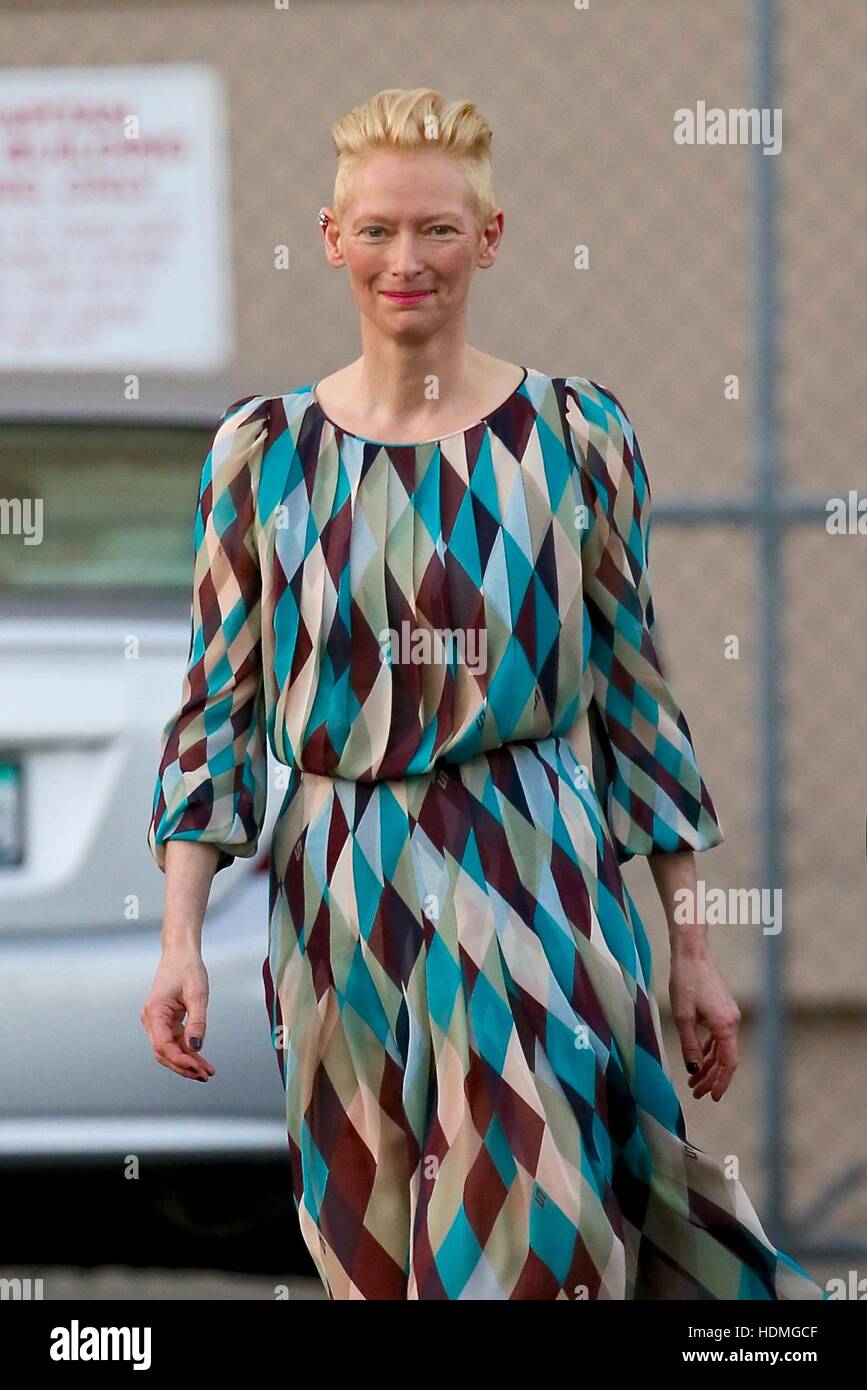 Tilda Swinton seen at the ABC studios for Jimmy Kimmel Live! Featuring ...