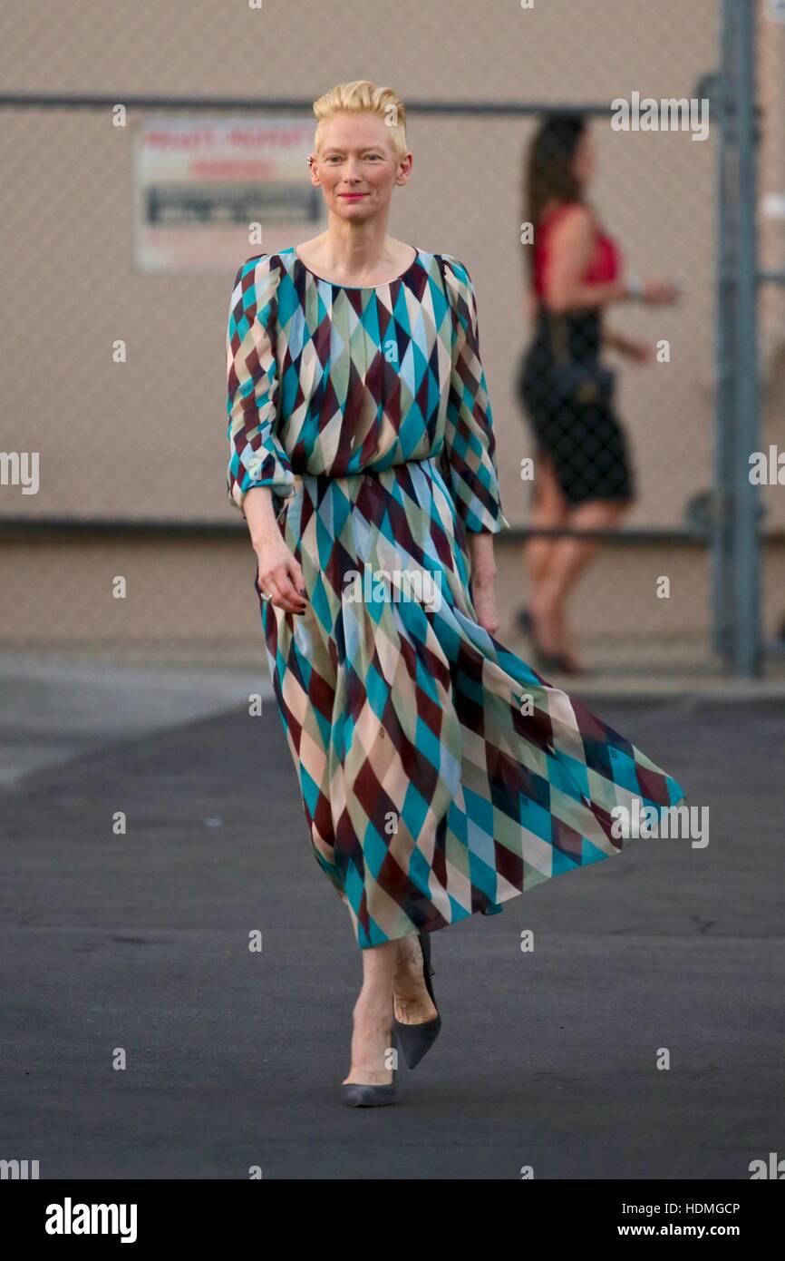 Tilda Swinton seen at the ABC studios for Jimmy Kimmel Live! Featuring ...