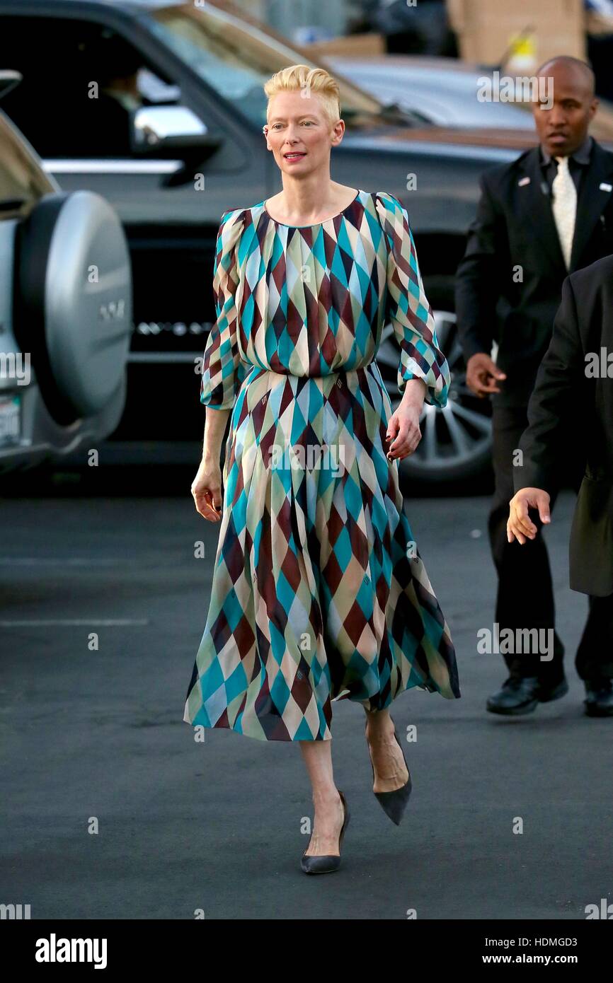Tilda Swinton seen at the ABC studios for Jimmy Kimmel Live! Featuring ...