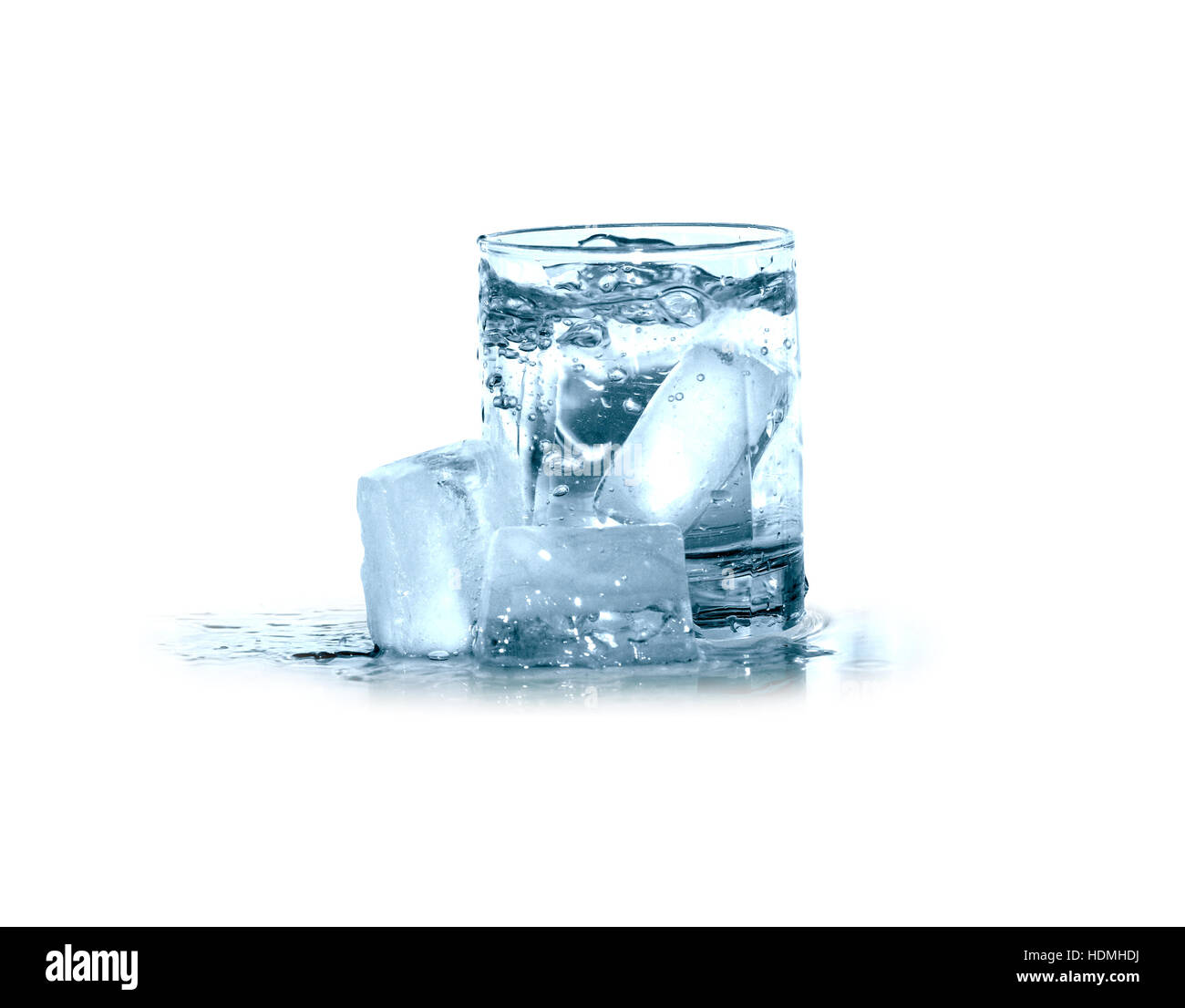 Glass of cold water with ice cubes on white background Stock Photo - Alamy