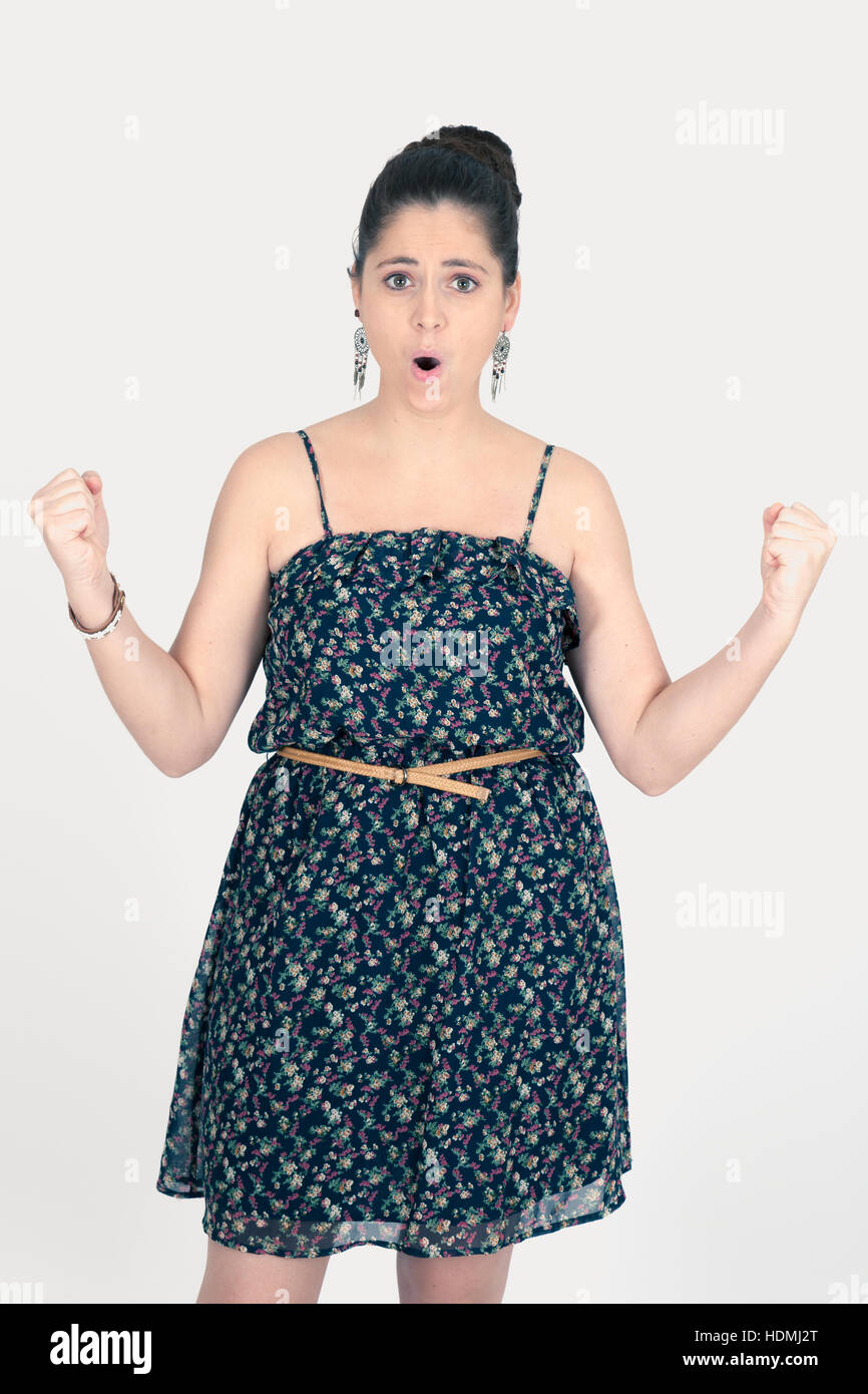 Beautiful woman doing different expressions in different sets of ...