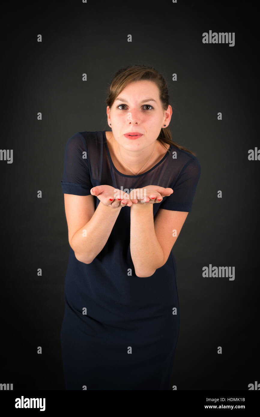 Beautiful woman doing different expressions in different sets of ...