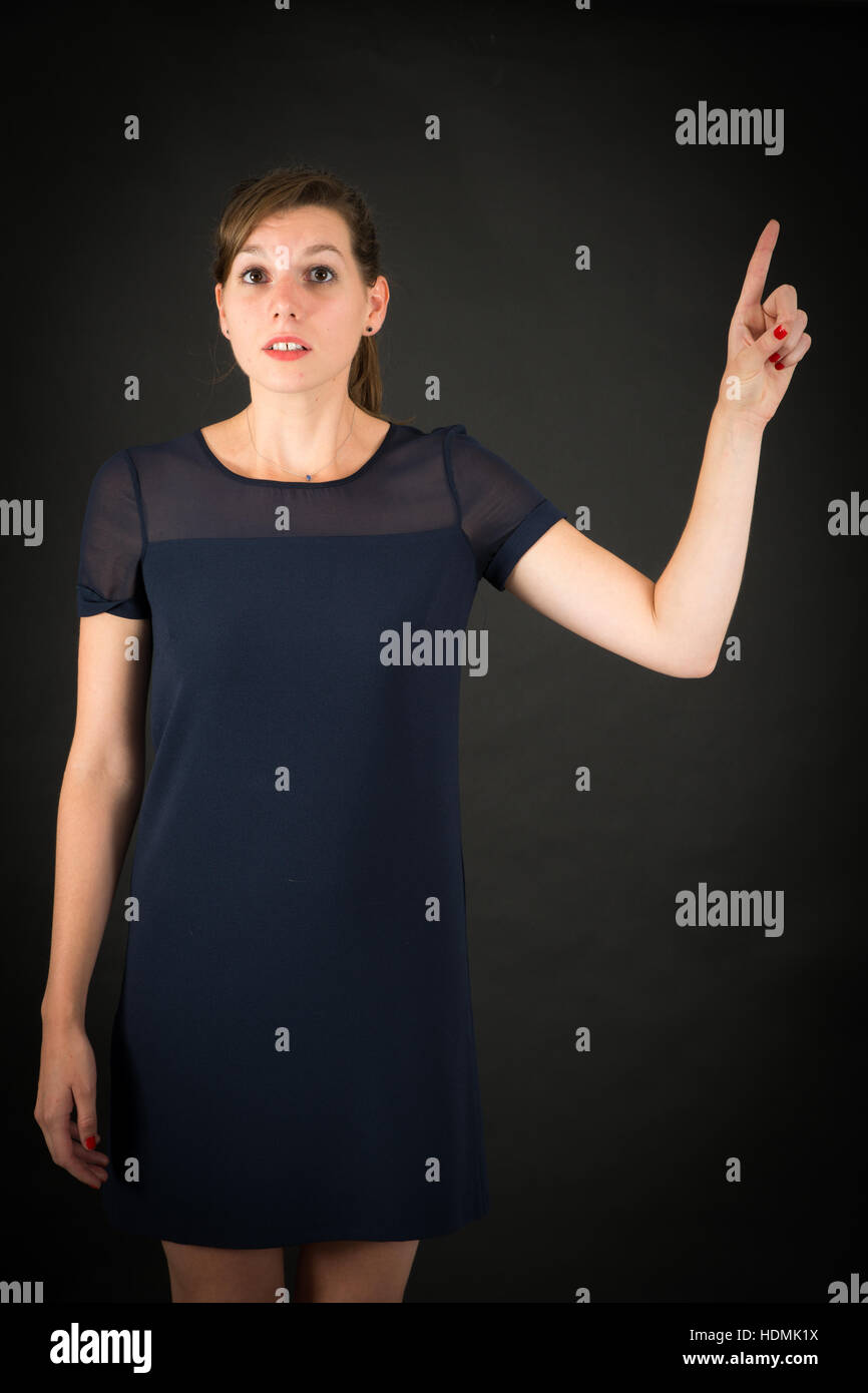 Female raise hand want to speak hi-res stock photography and images - Alamy