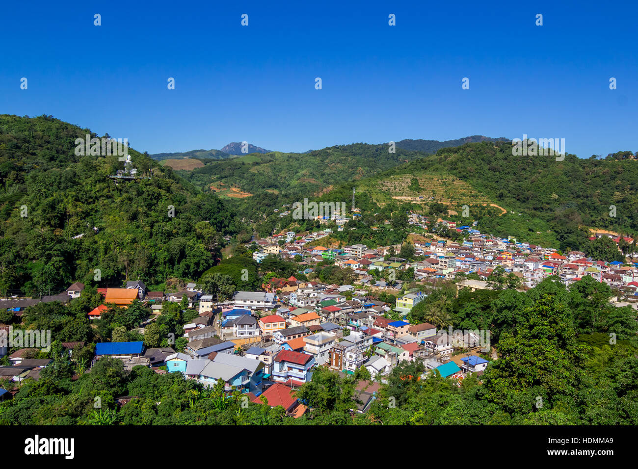 Tachileik myanmar aerial view from Wat Phra That Doi Wao (Black ...