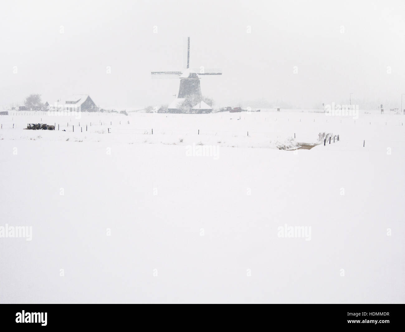 windmill in snow in Dutch winterlandscape Stock Photo - Alamy