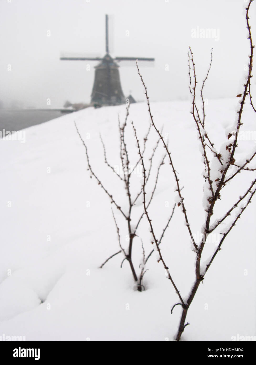 windmill in snow in Dutch winterlandscape Stock Photo - Alamy