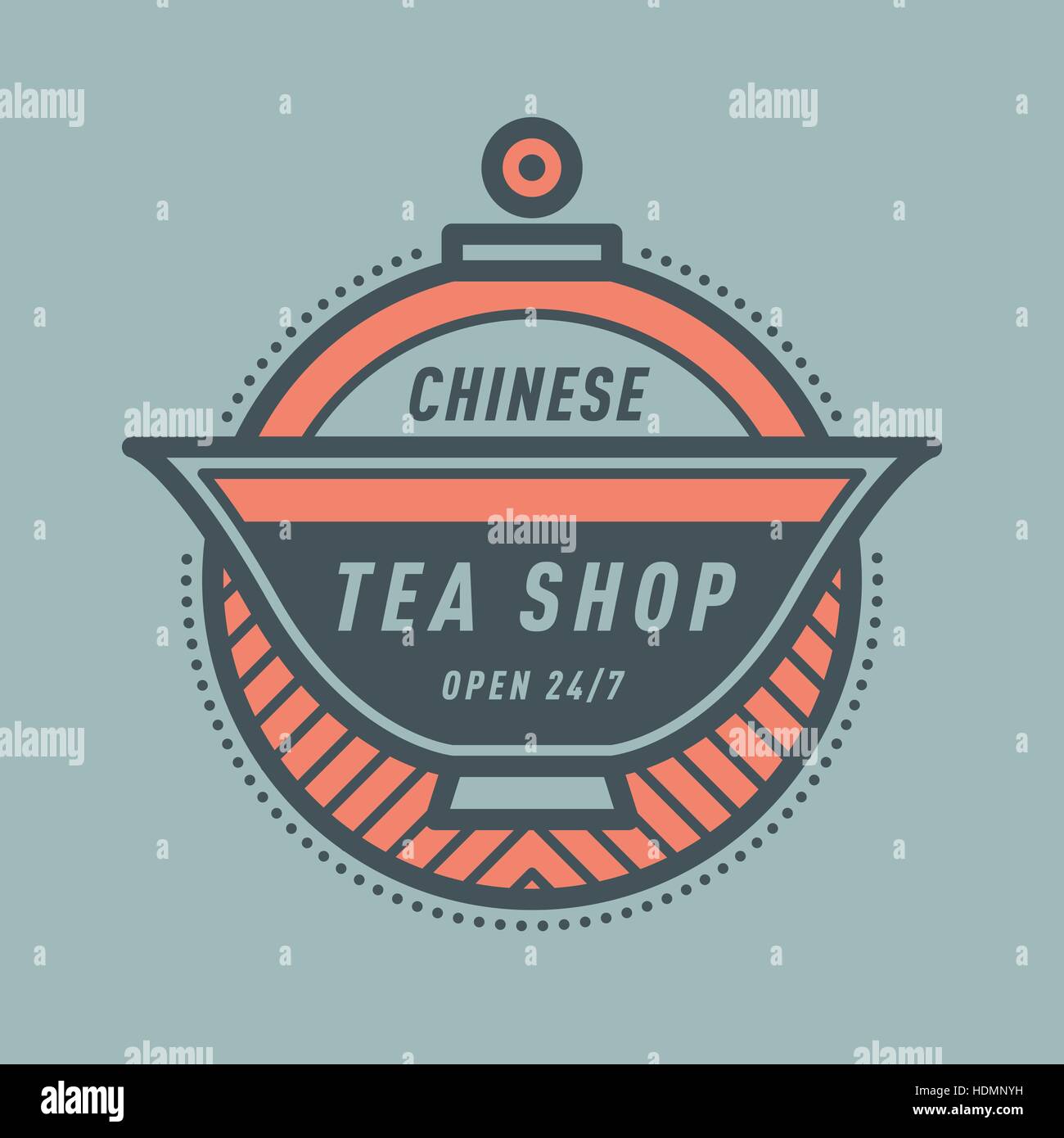Logo for Chinese tea shop monogram badge icon. Vector tea shop sign ...