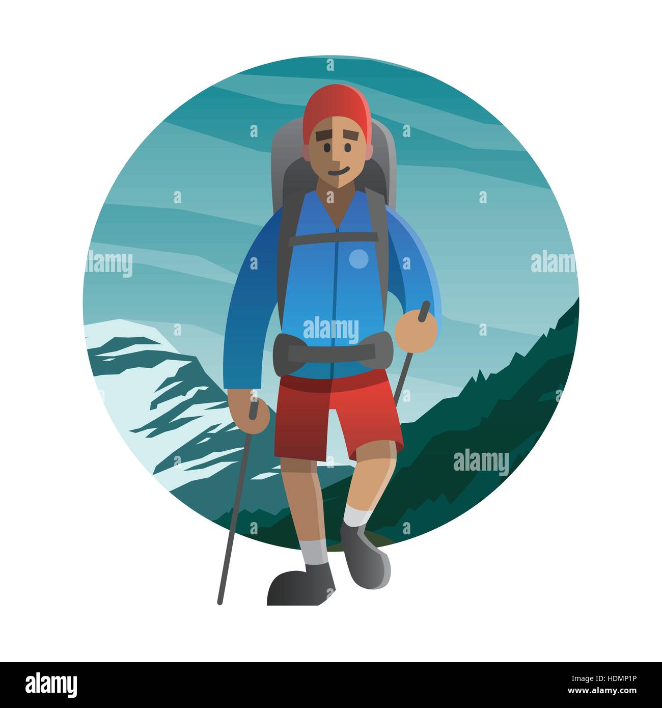 Young happy hiker in nature Stock Vector Images - Alamy