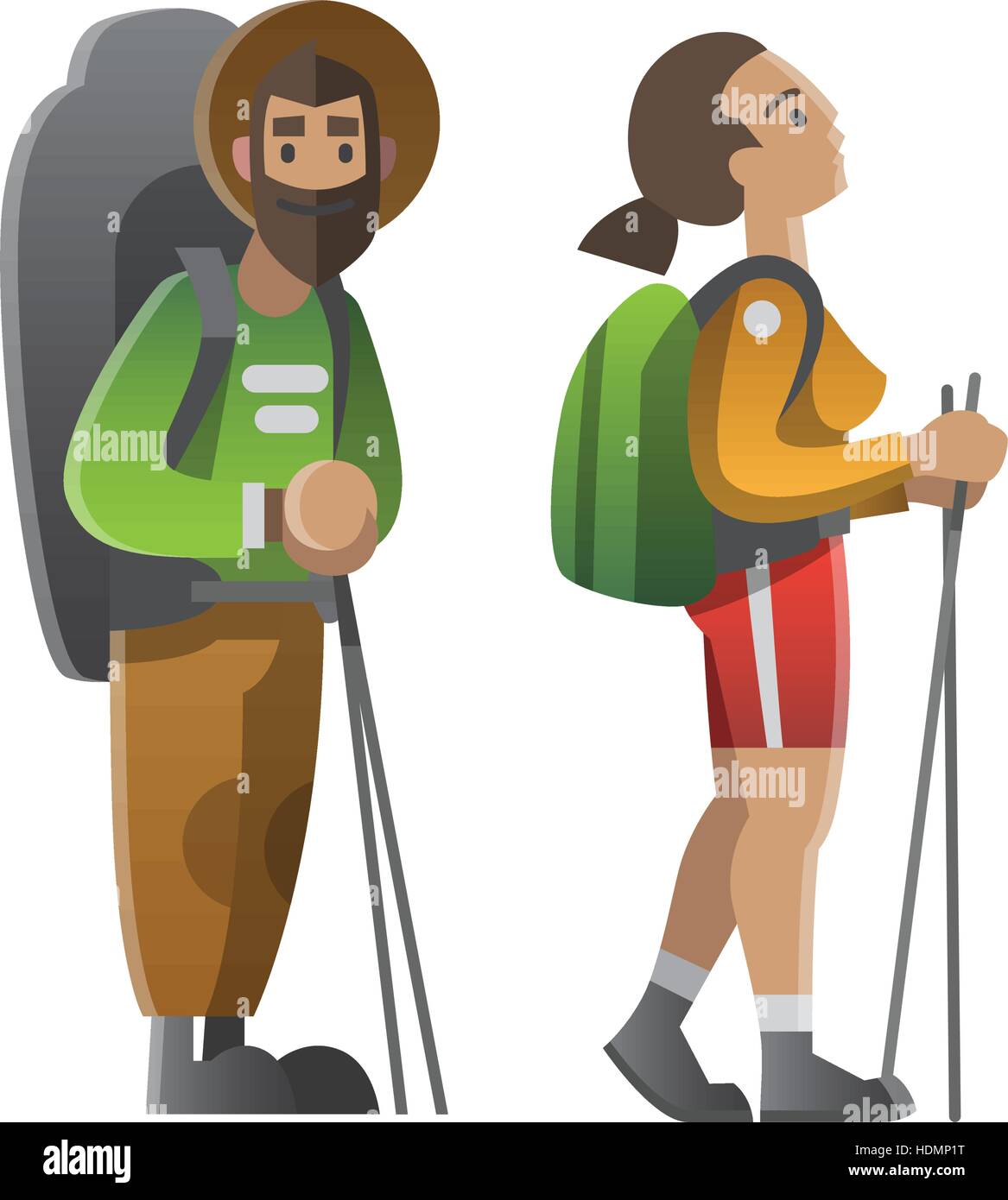 Vector illustration on the theme of hiking, backpacking, climbing ...