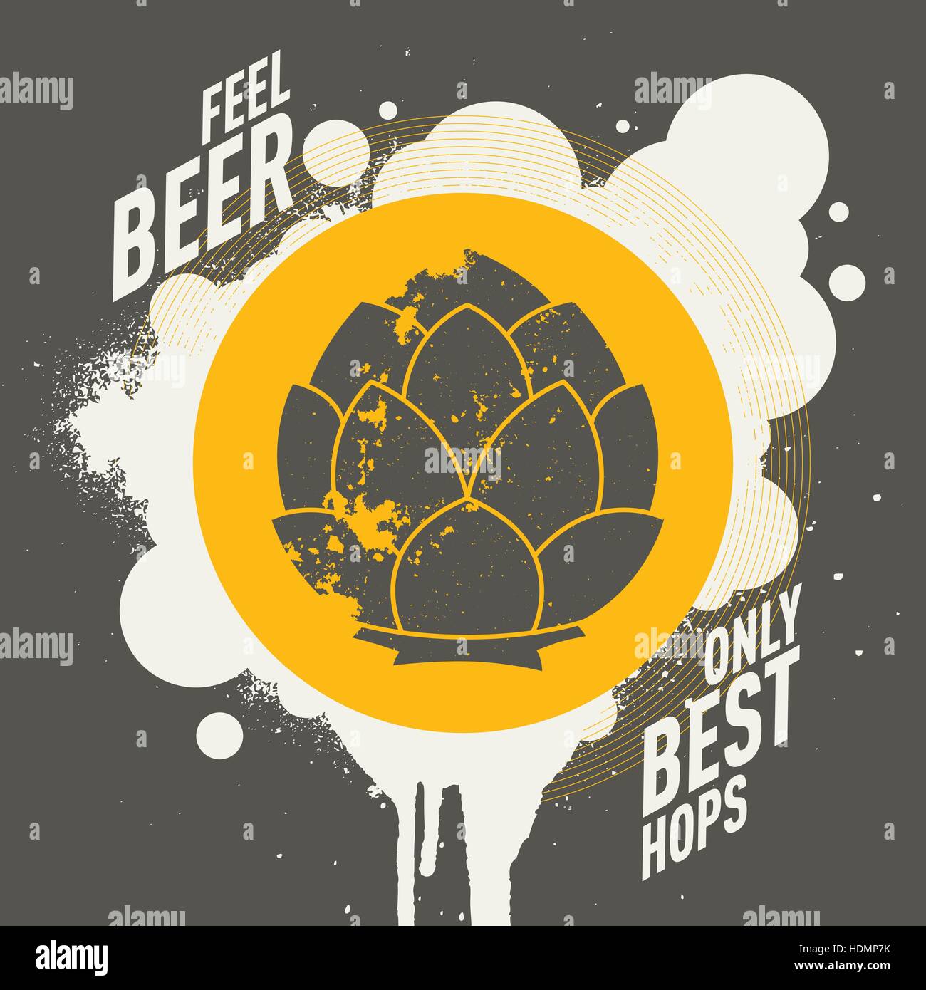 Modern graffiti style splash stain sticker with hop emblem icon. Text ...