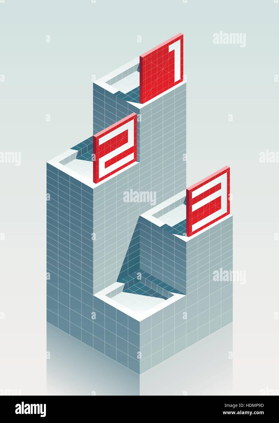 3D effect realistic 123 podium with red billboards. Vector Stock Vector ...