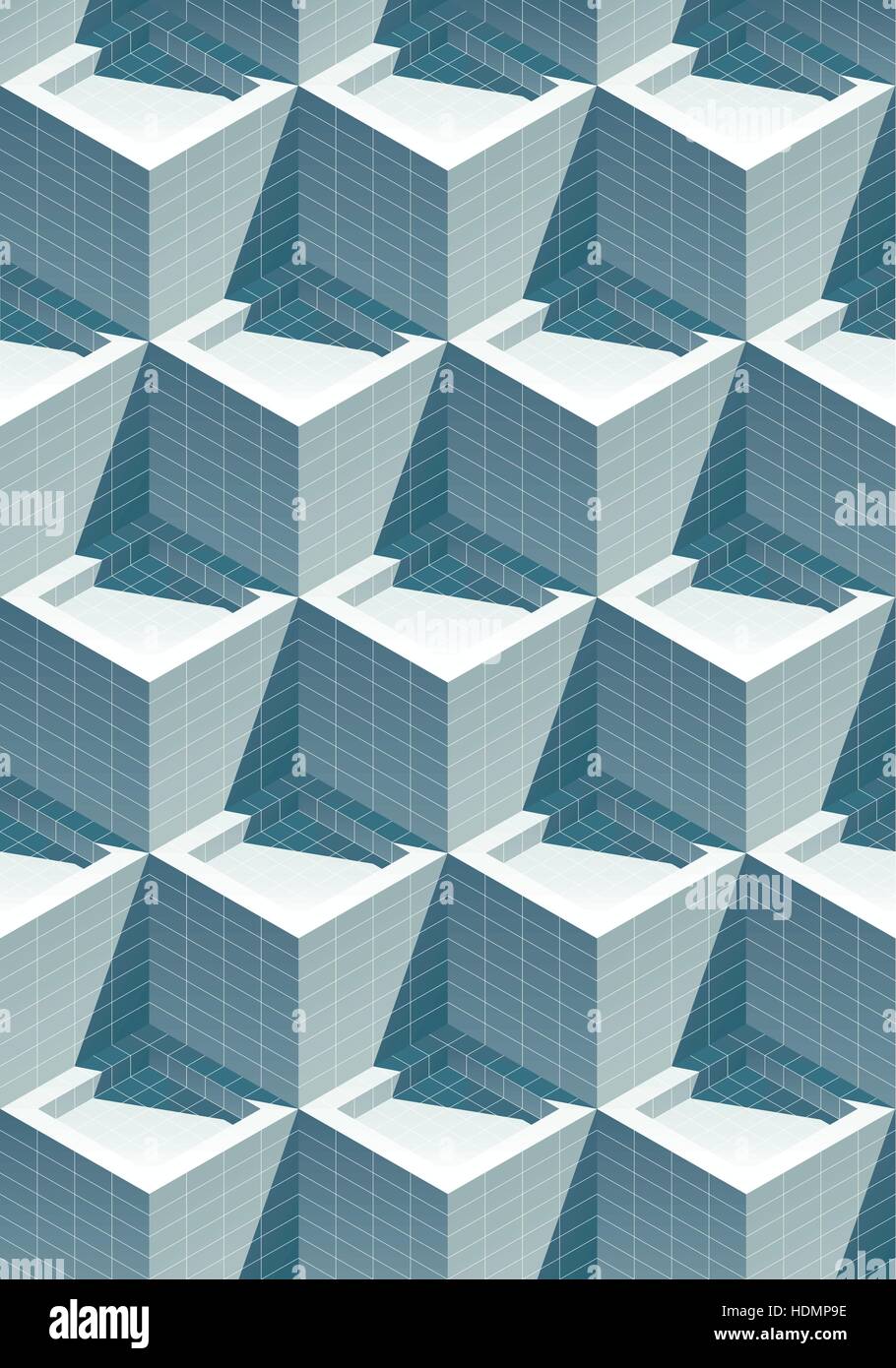 3D effect realistic tiled cubes with shadows. Modern pattern. Vector ...