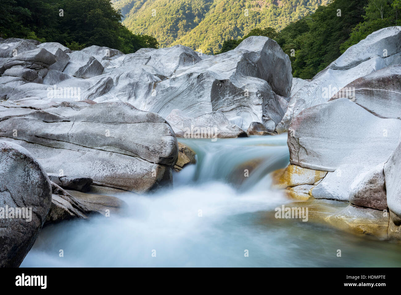 The Verzasca mountain river, rocky landscape, Valle Verzasca, Ticino ...