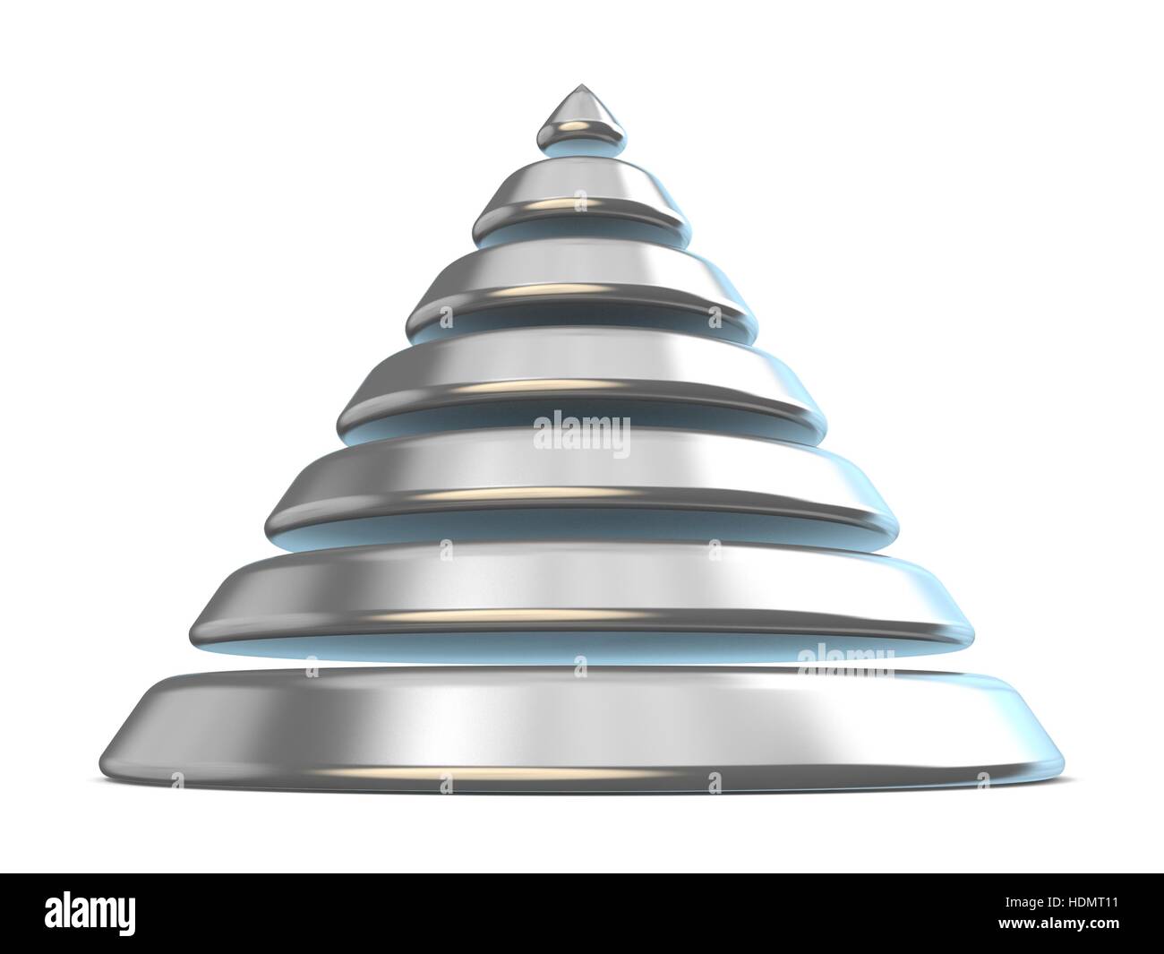 Steel cone with seven levels. 3D render illustration isolated on white ...