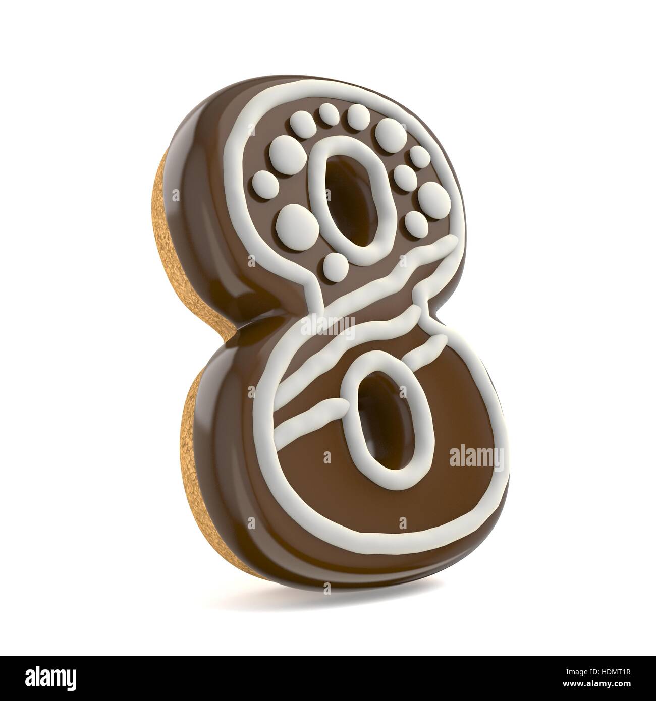 Number EIGHT 8 chocolate Christmas gingerbread font decorated with ...
