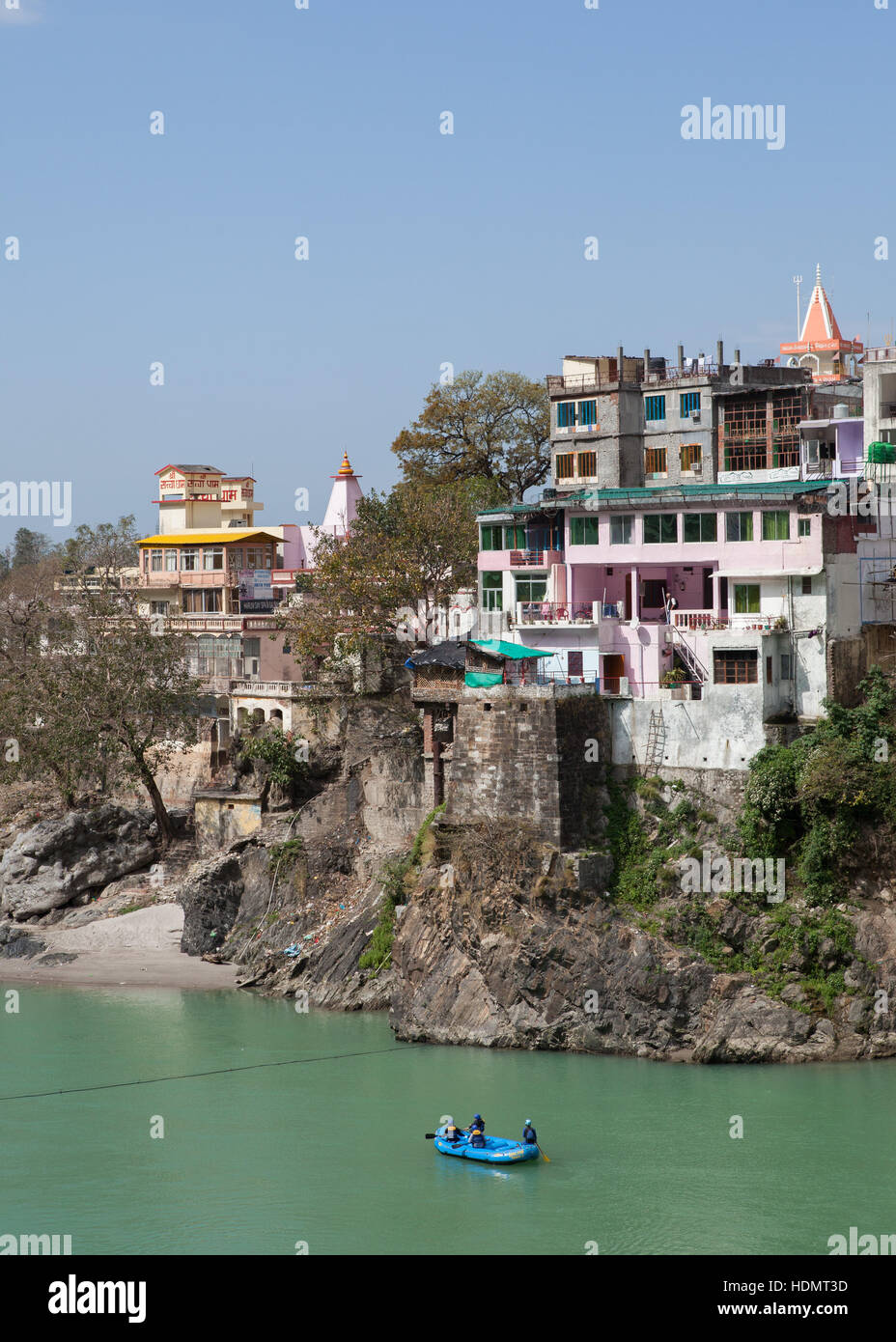 High angle view of the Ganges River in Rishikesh, Uttarakhand, India ...