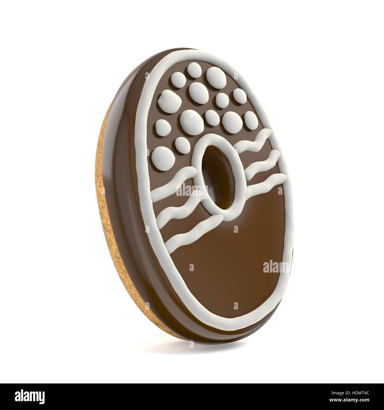 Letter O chocolate Christmas gingerbread font decorated with white ...