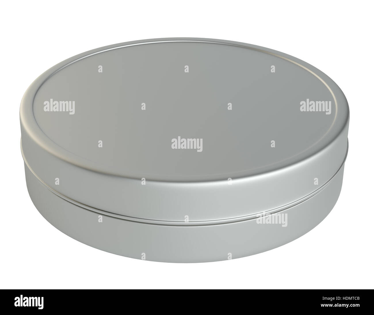 Metal round box on white background Stock Photo - Alamy
