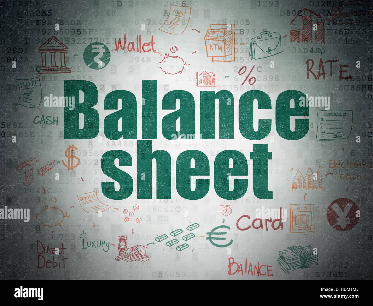 Banking concept: Balance Sheet on Digital Data Paper background Stock ...