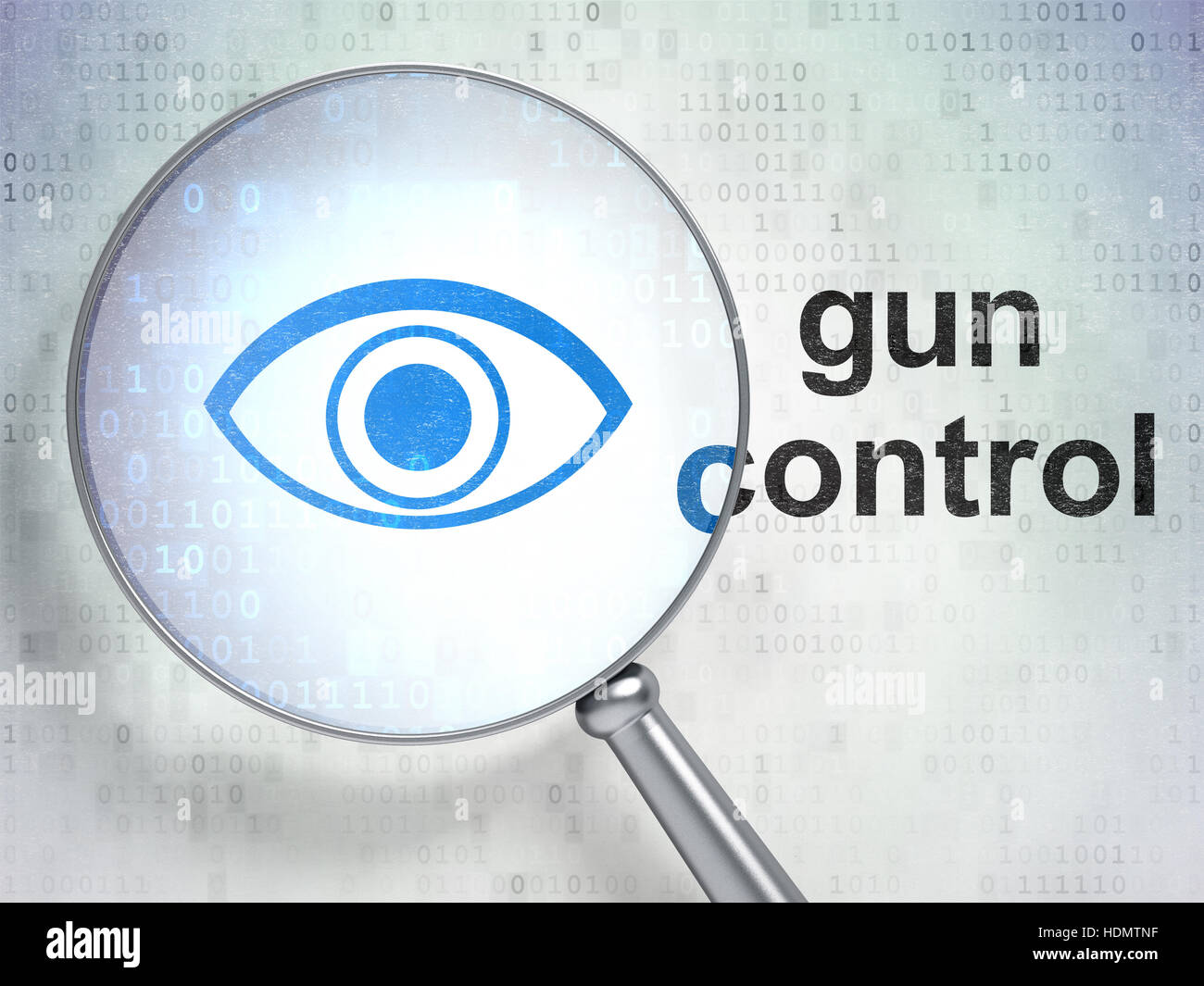 Privacy concept: Eye and Gun Control with optical glass Stock Photo - Alamy