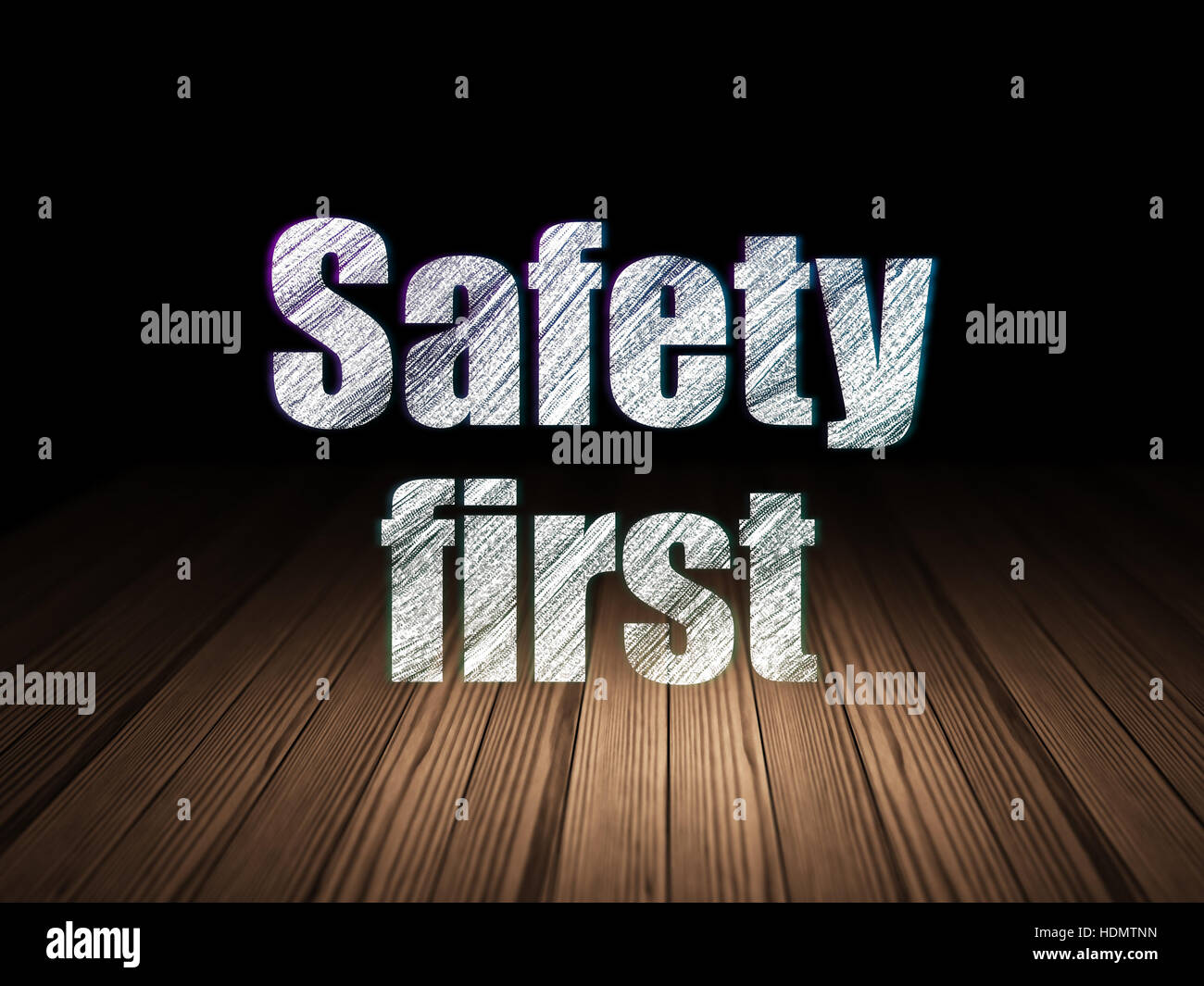 Protection concept: Safety First in grunge dark room Stock Photo - Alamy