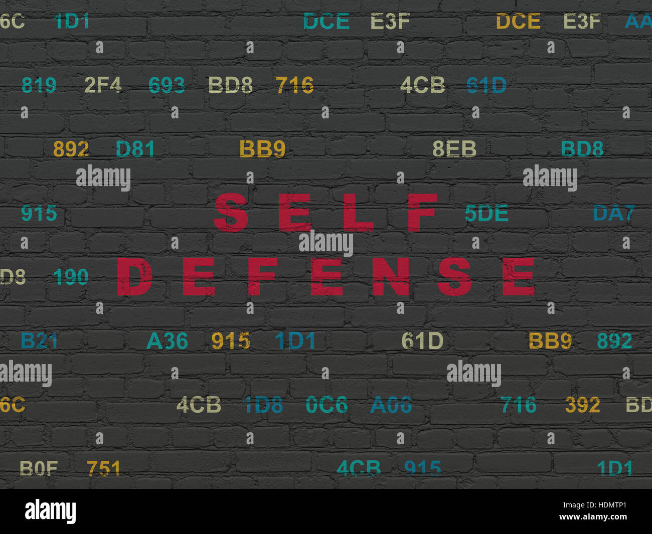 Privacy concept: Self Defense on wall background Stock Photo - Alamy