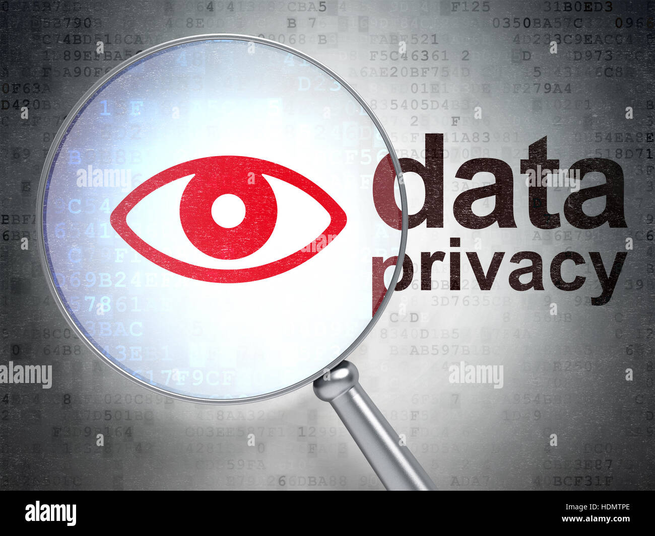 Privacy concept: Eye and Data Privacy with optical glass Stock Photo ...