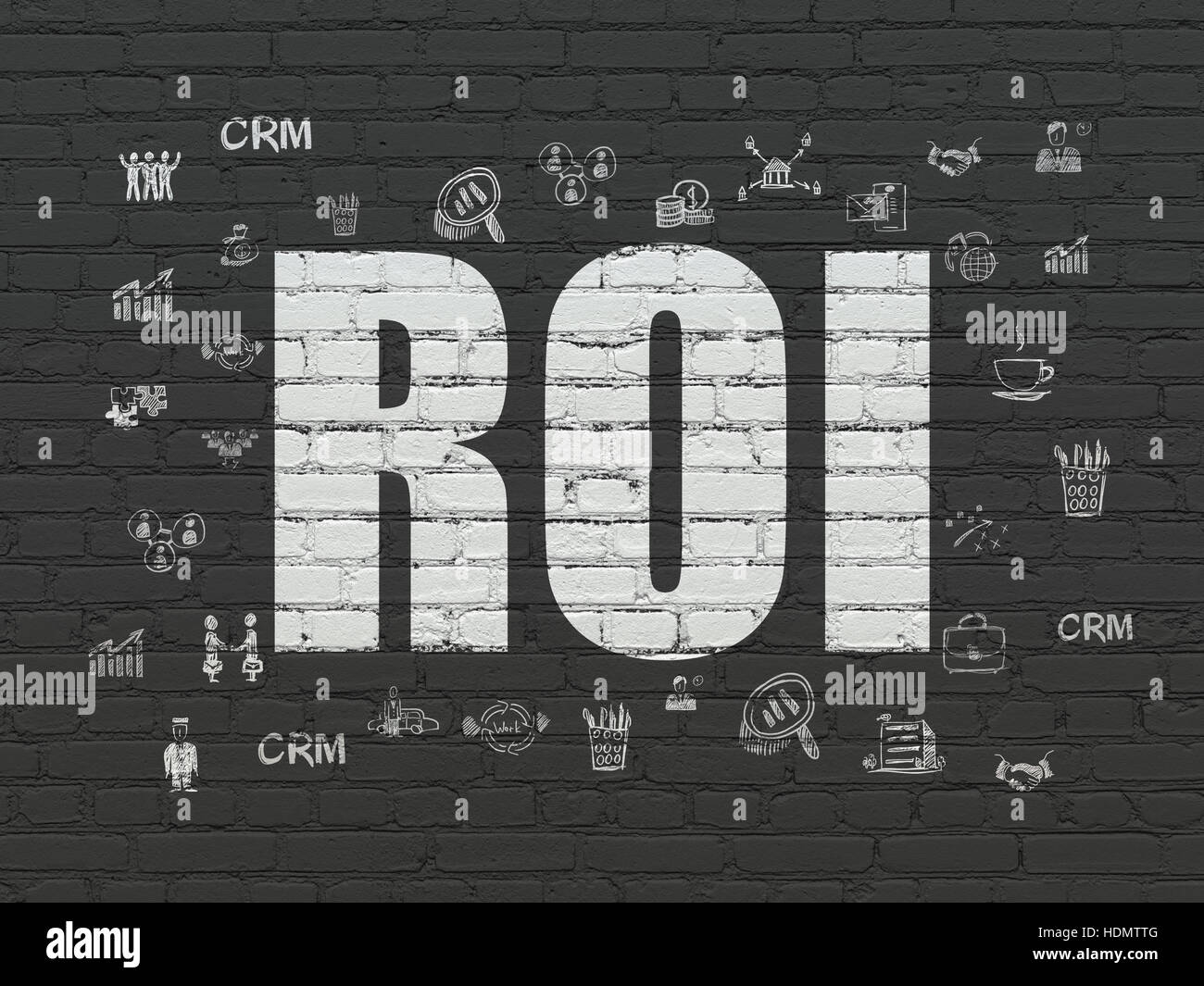Business concept: ROI on wall background Stock Photo - Alamy
