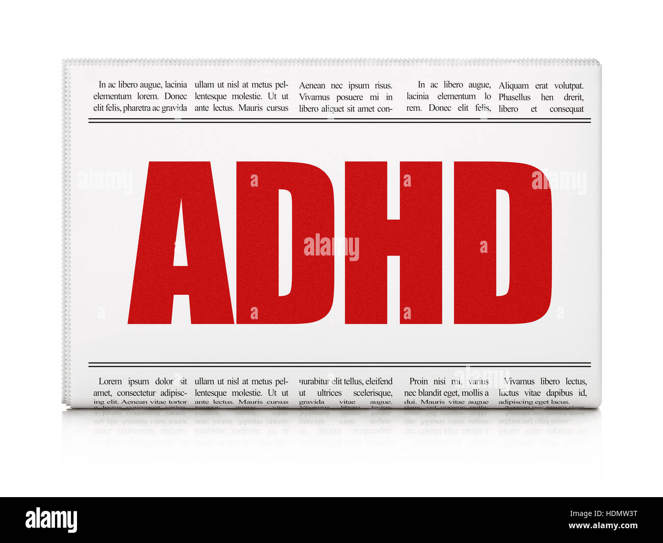 Medicine concept: newspaper headline ADHD Stock Photo - Alamy