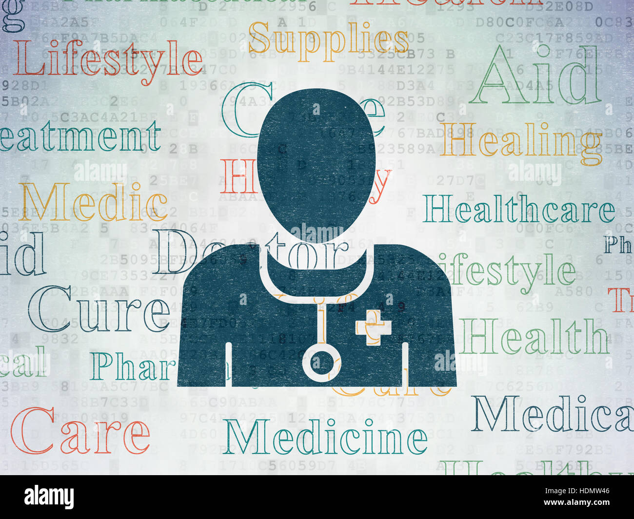 Medicine concept: Doctor on Digital Data Paper background Stock Photo ...