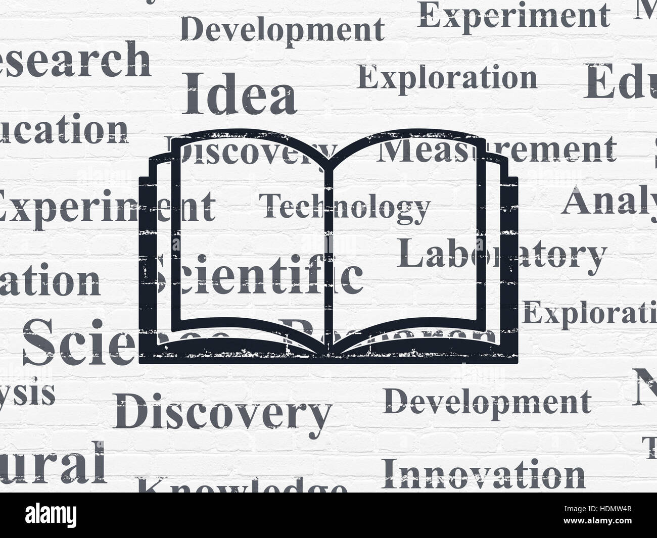 Science concept: Book on wall background Stock Photo - Alamy