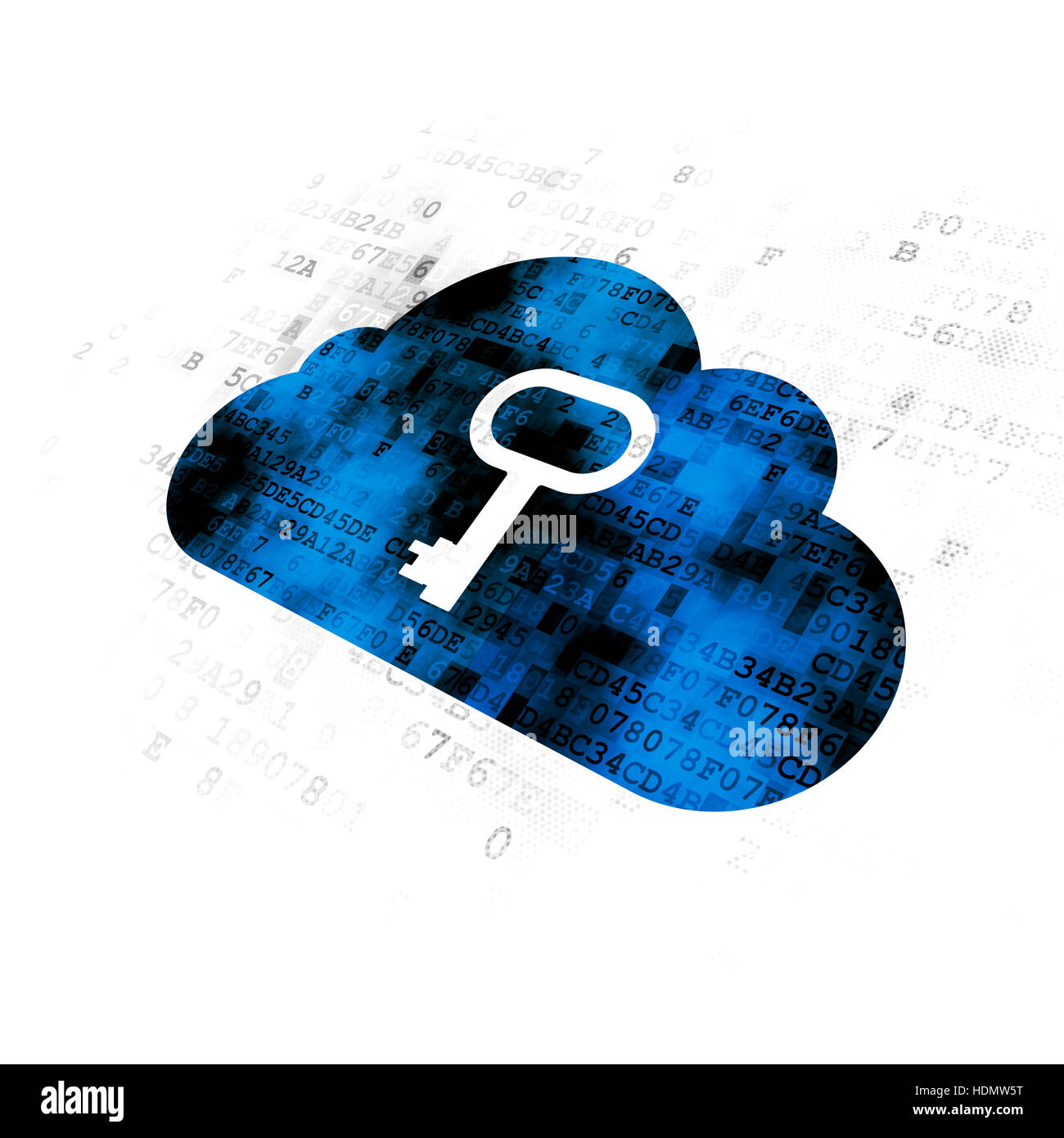 Cloud computing concept: Cloud With Key on Digital background Stock ...