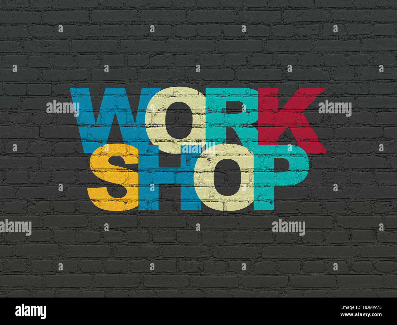 Learning concept: Workshop on wall background Stock Photo - Alamy