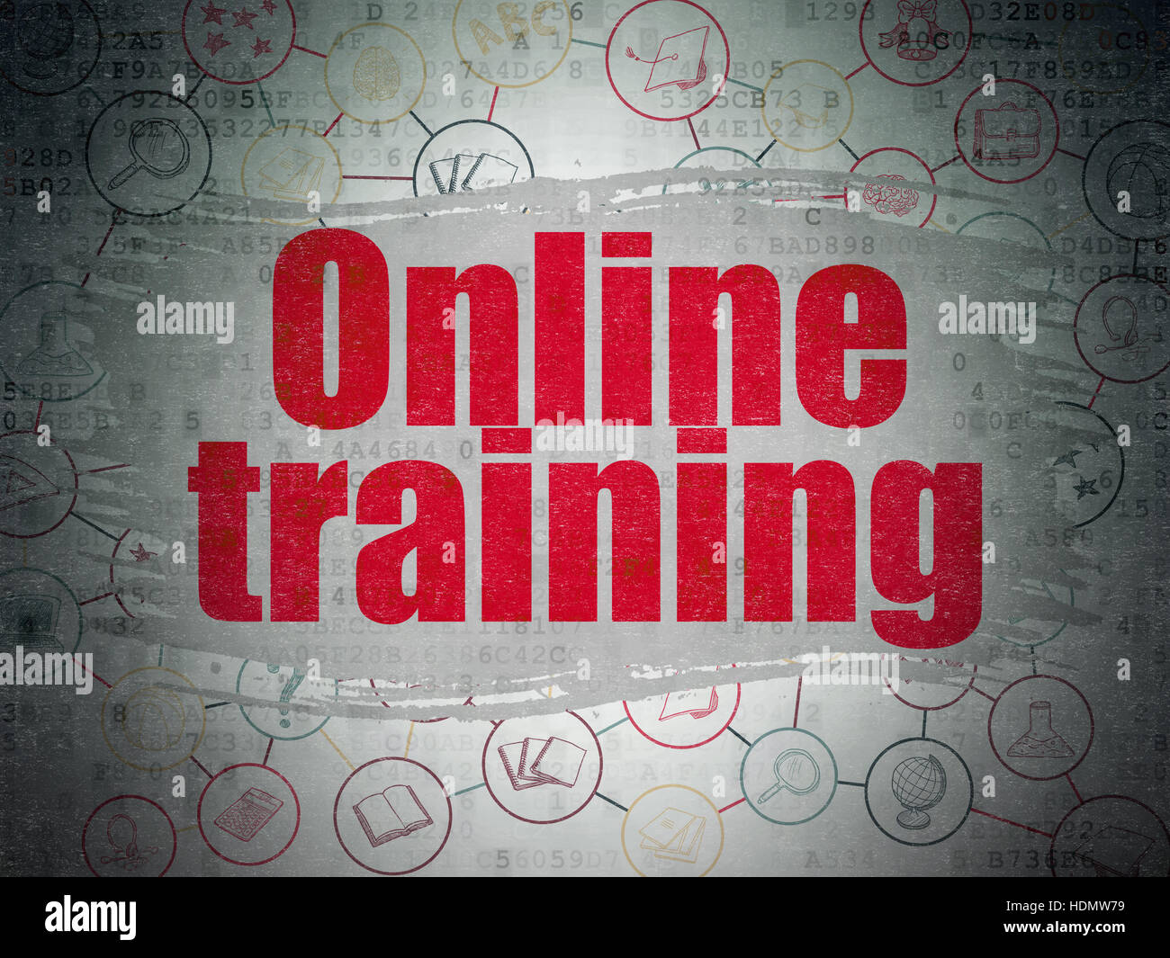 Learning concept: Online Training on Digital Data Paper background ...