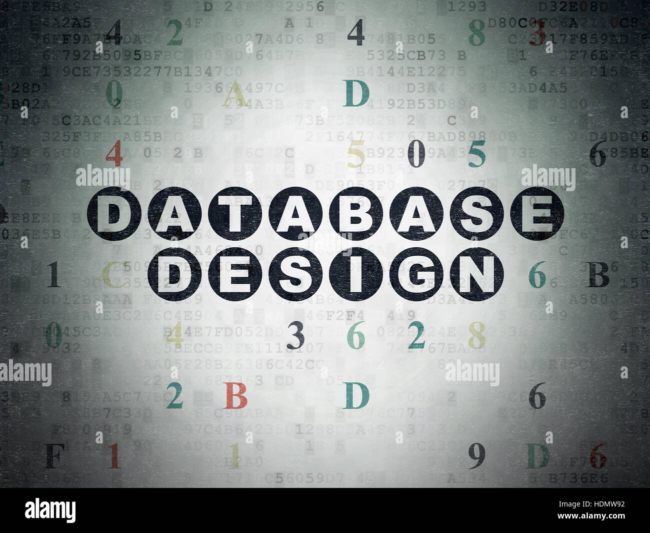 Database concept: Database Design on Digital Data Paper background ...