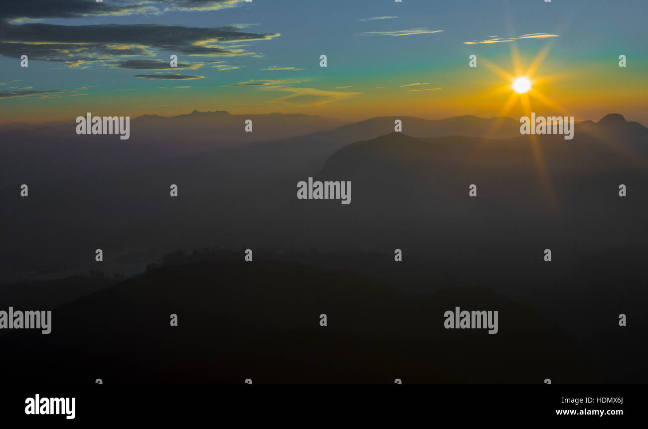 Landscape. Sunrise on the mountain Adam's Peak. Sri Lanka Stock Photo ...