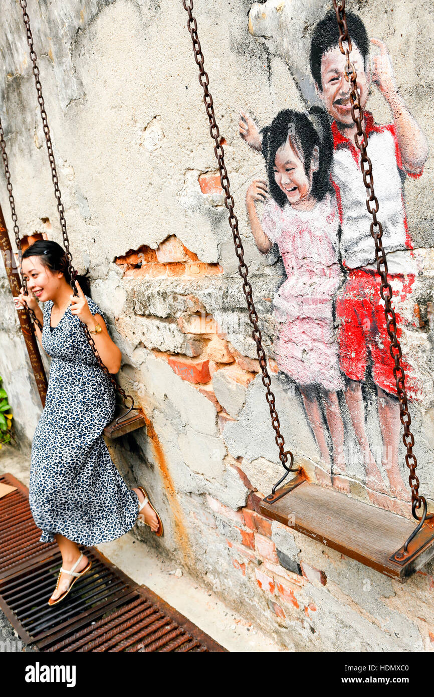 Penang street art cat hi-res stock photography and images - Alamy