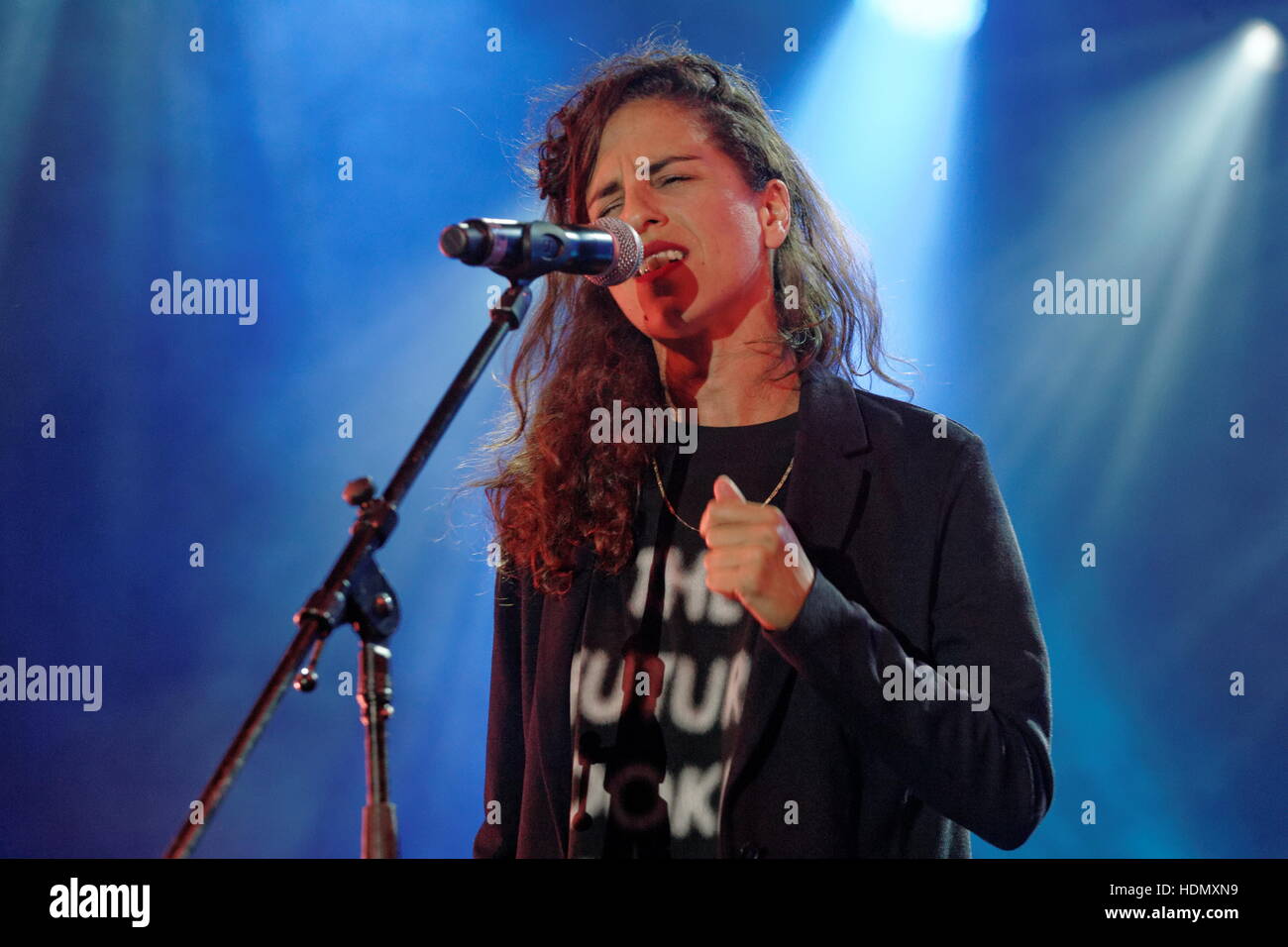Singer song-writer Tamar Eisenman performs on stage at Place Emilie ...