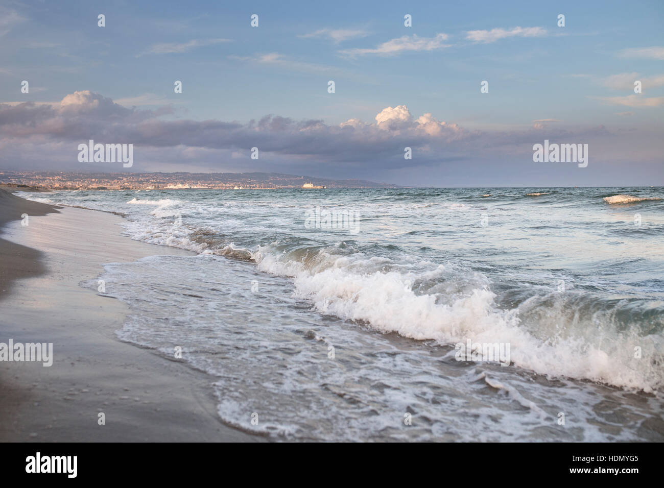 Deep blue sea waves splashing, Catania, Sicily coast Stock Photo - Alamy