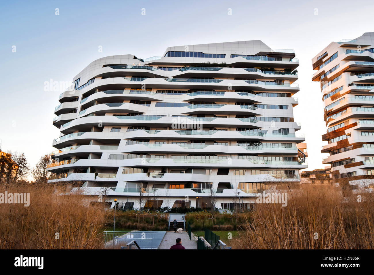 a view on a building of the "city life residential complex" in Milan ...